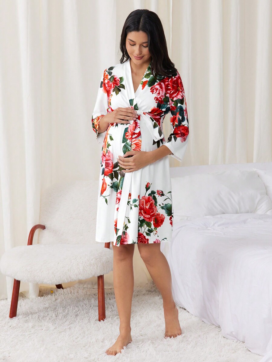 SHEIN MaterniWear Bata de maternidad para trabajo de parto y parto ...