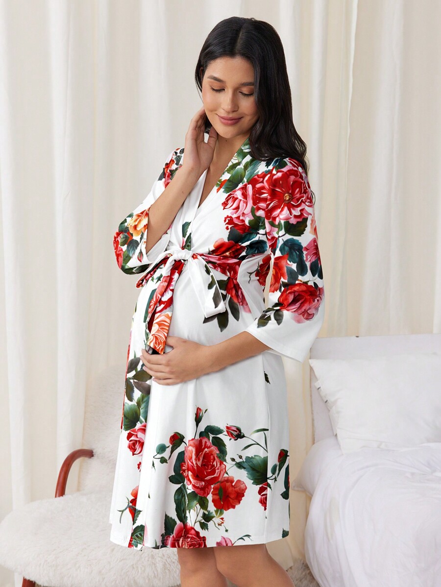 SHEIN MaterniWear Bata de maternidad para trabajo de parto y parto ...