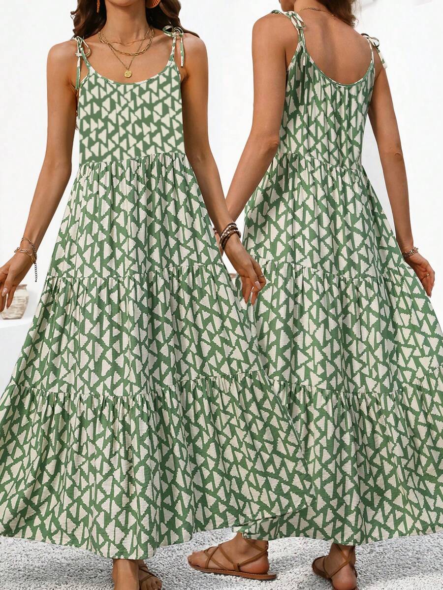 Breezaya Summer Vacation Printed Strapless Sleeveless Long Spaghetti ...