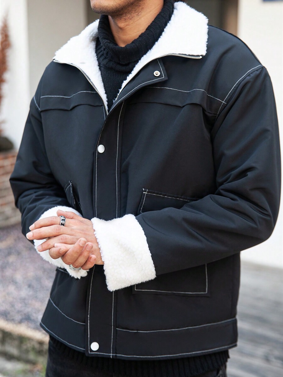 Manfinity Hypemode Men's Winter Loose Fit Thermal Lined Cargo Jacket ...