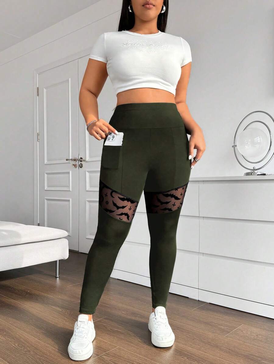 Shein Moosta Große Größen Leggings Für Damen Mit Fledermausflügel