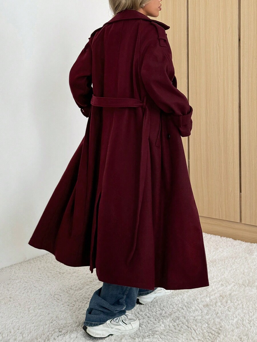 SHEIN EZwear Ancora Red Women's Solid Color Stand Collar Double ...