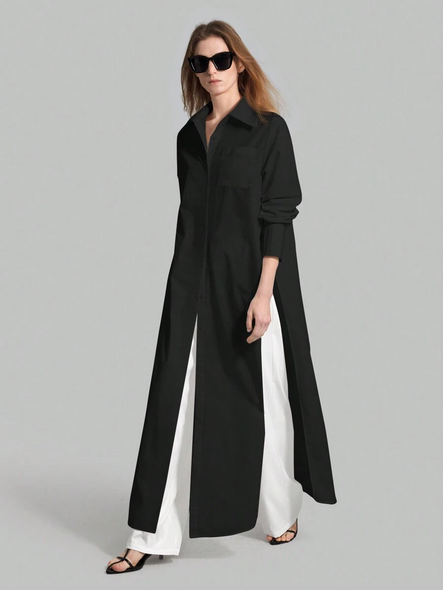 Ontre 2025 Autumn New Women's Casual Loose Vacation Matching Shirt, Black Long Shirt, Women's ...