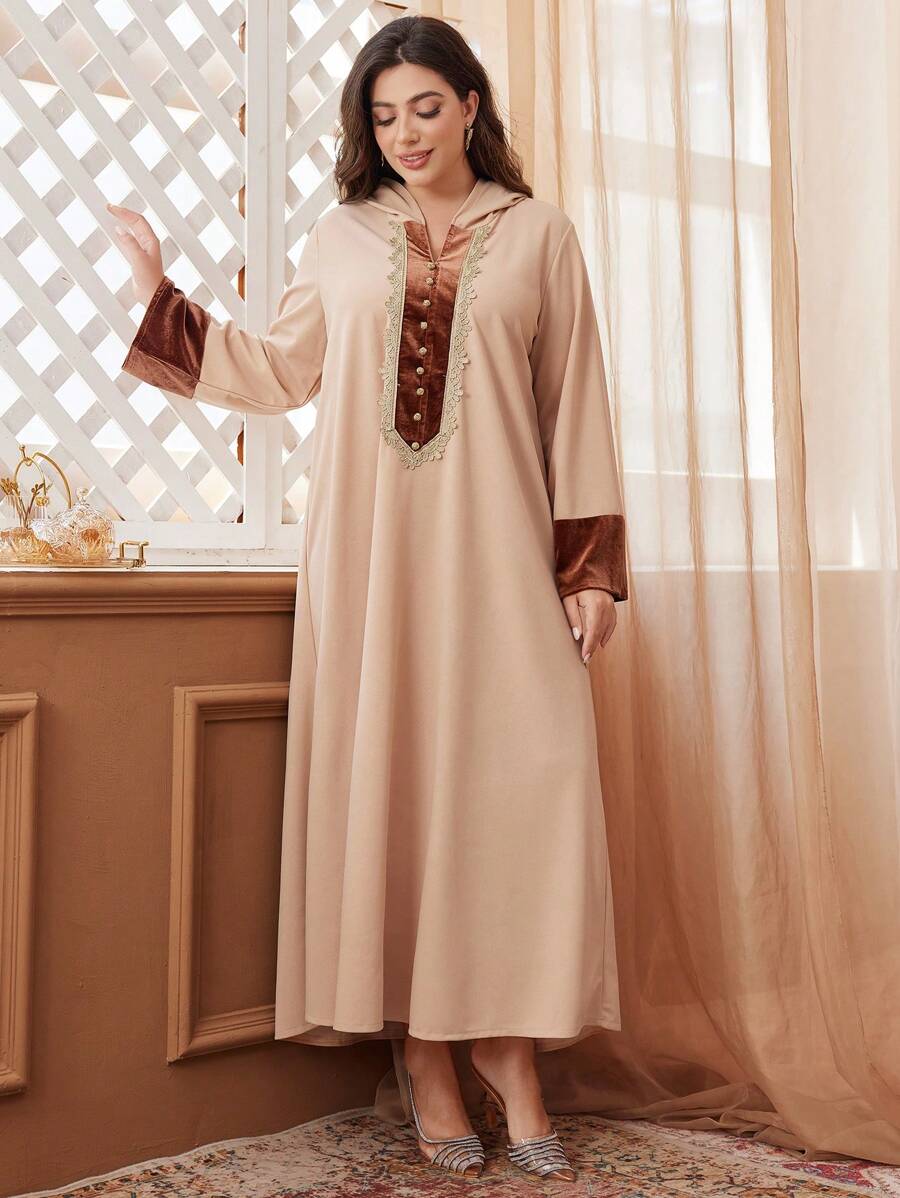 SHEIN Najma Bata larga árabe para mujer de talla grande con capucha ...