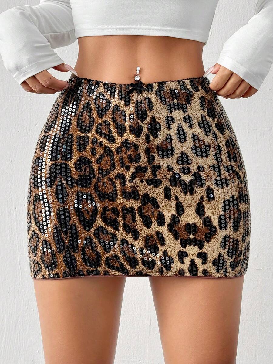 SHEIN EZwear Women's New Brown Leopard Print Beaded Low Waist Anti ...