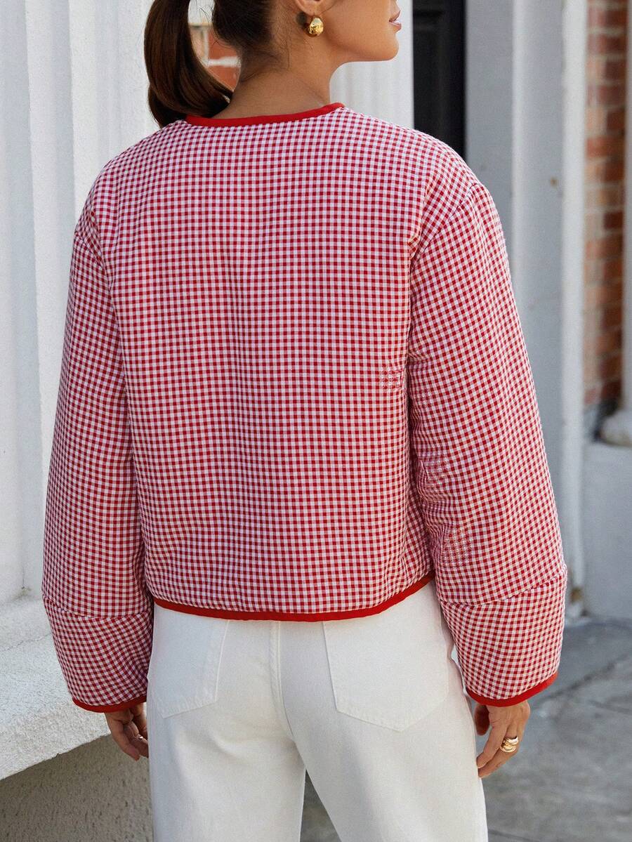 Aveloria Affinna Fashion Random Plaid Colorblock Casual Loose Fit Long ...