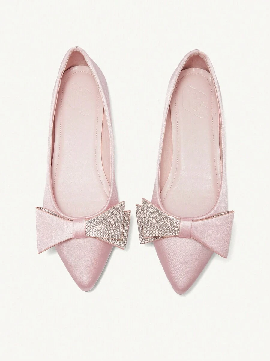 CUCCOO CHICEST Women's Diamond Bow Pointed Toe Flat Romantic Elegant ...