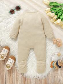 SHEIN Newborn Baby Comfortable Romper, Infant Knit Jumpsuit, Casual ...