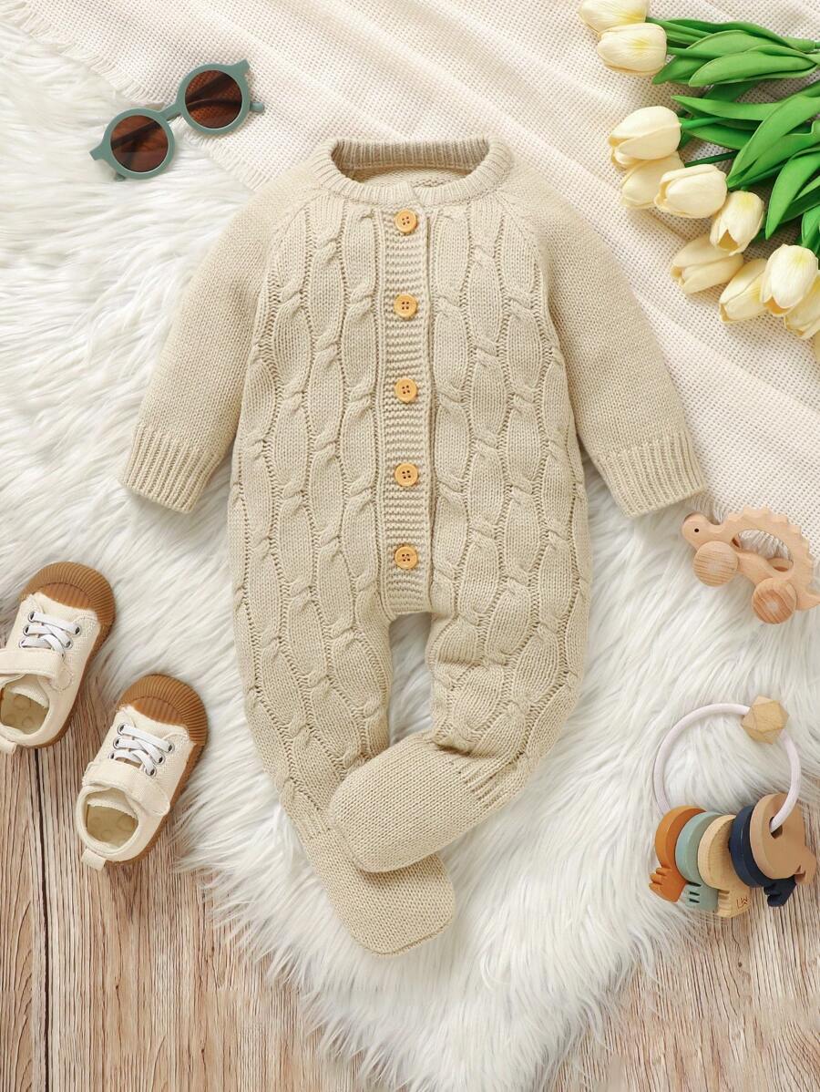 SHEIN Newborn Baby Comfortable Romper, Infant Knit Jumpsuit, Casual ...