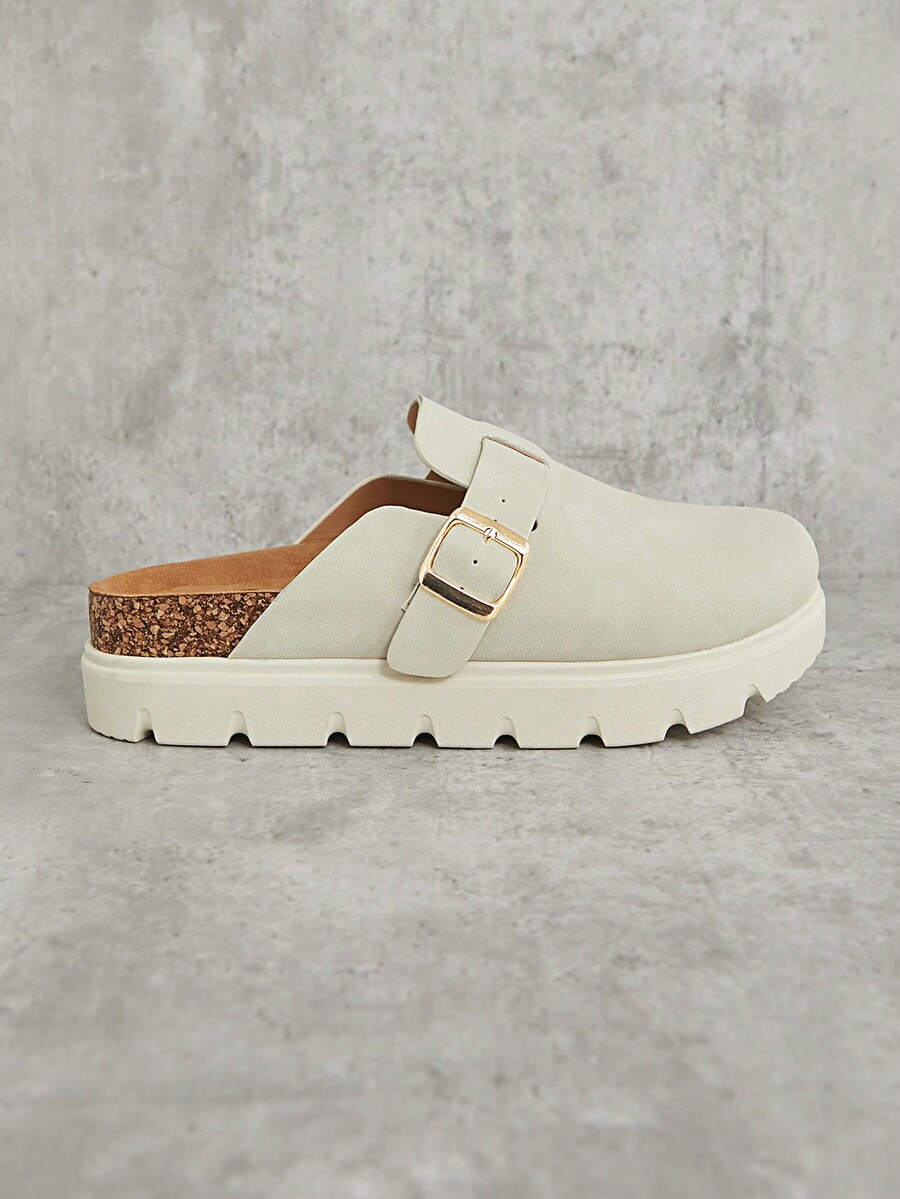 SHUZIA Beige Chunky Platform Boston Clogs - Superior Comfort And Street ...