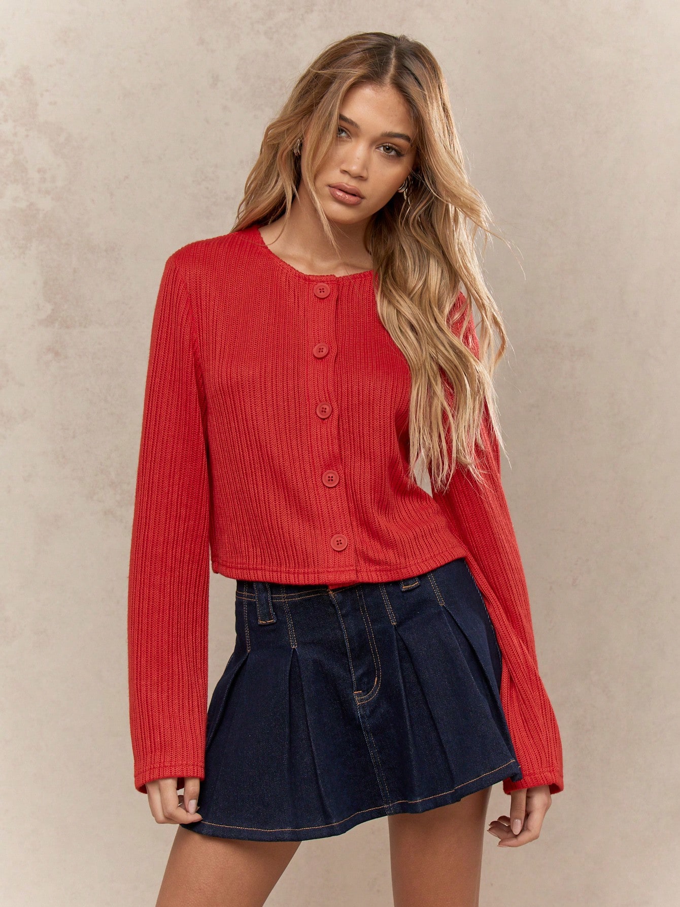 MISSGUIDED Ribbed Knit Button Down Cropped Women Cardigans｜MISSGUIDED