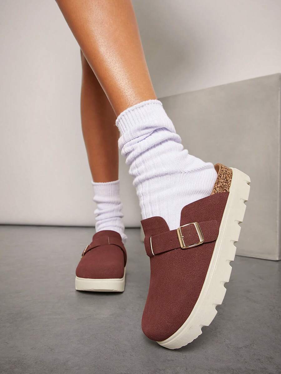 SHUZIA Burgundy Chunky Platform Boston Clogs - Superior Comfort And ...