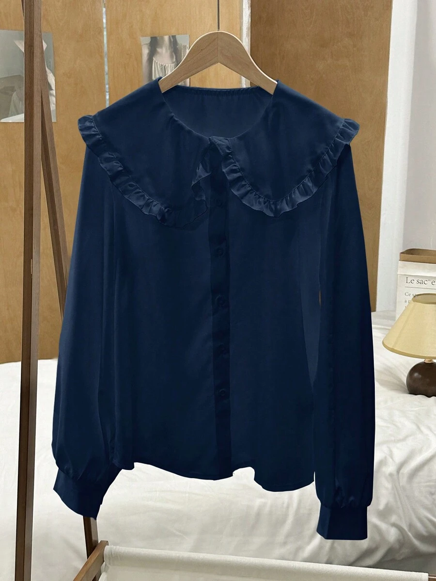 SHEIN LUNE Camisa abotonada blanca, de estilo lindo coreano/japonés con ...