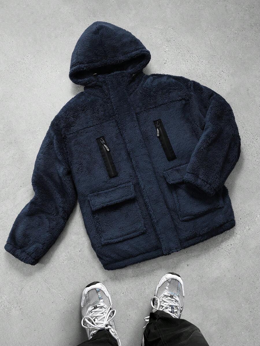 Manfinity EMRG Men's Solid Color Long Sleeve Hooded Fleece Jacket ...