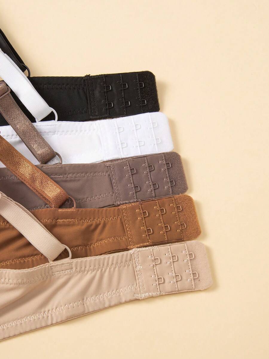 5 Pcs/Set Ladies Solid Color Comfortable Wire-Free Bras | SHEIN USA