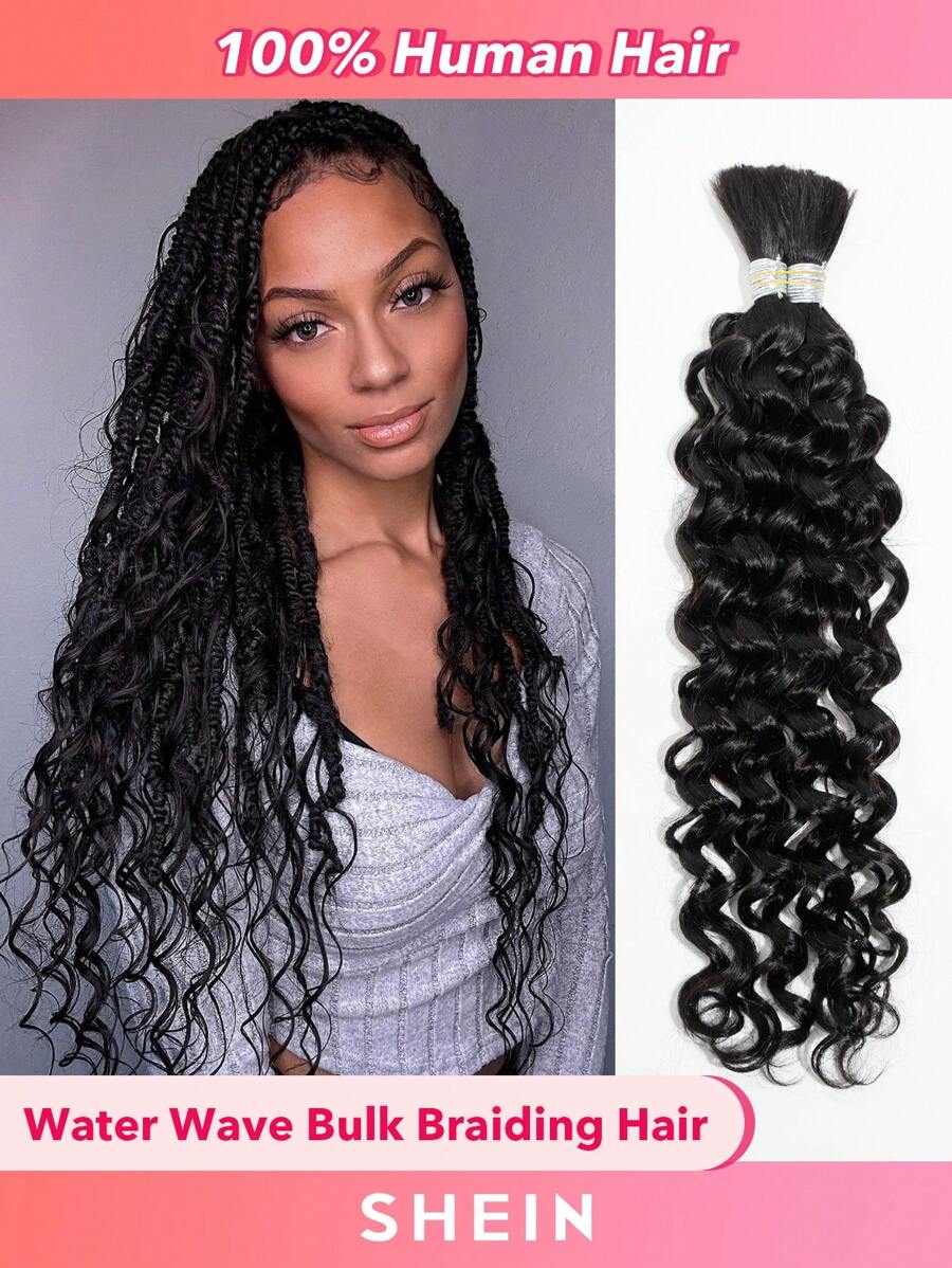 2 Pcs Water Wave Bulk Human Hair Extenstion Curly Wavy Braiding Hiar ...