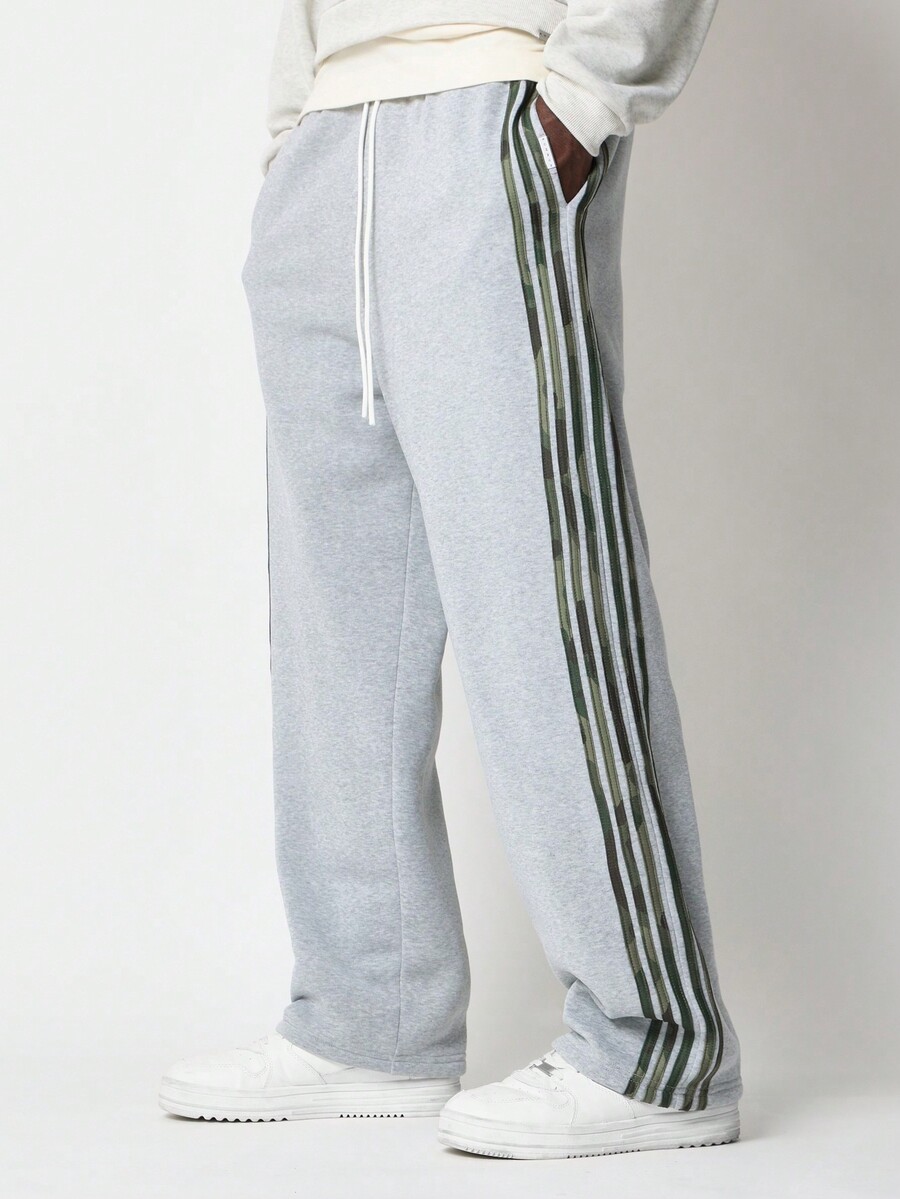 SUMWON Loose Fit Camo Stripe Side Panels Sweatpants With Drawcords ...