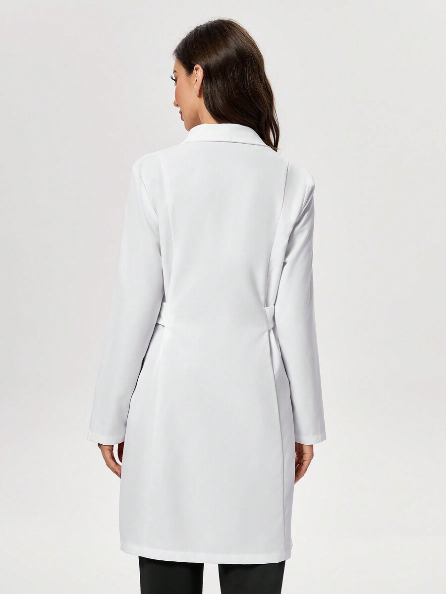 SHEIN TaskFit Long Sleeve Double Pocket Anti-Wrinkle White Lab Coat ...