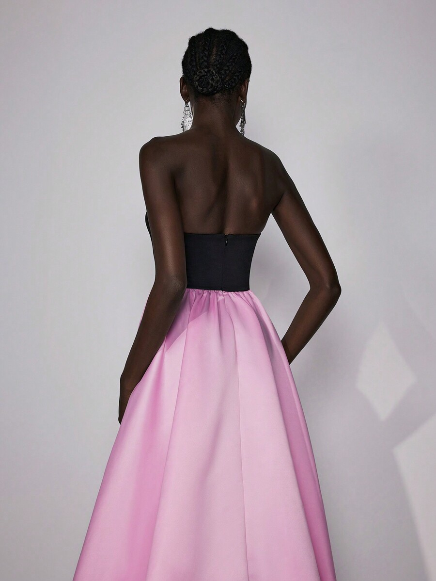 Elitara Elegant And Gorgeous Black Contrasting Pink Tube Top Slim Fit ...