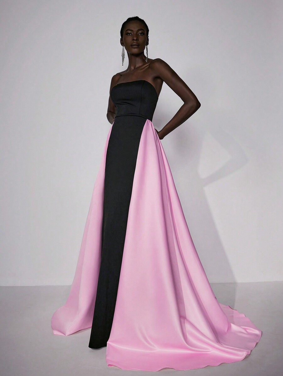 Elitara Elegant And Gorgeous Black Contrasting Pink Tube Top Slim Fit ...