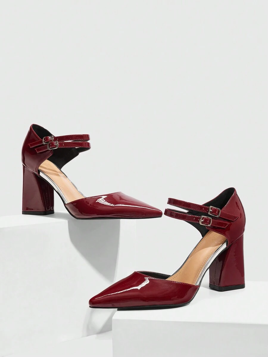 CUCCOO SZL Women Pointed Toe Thick Heel Minimalist Cuckoo Design High ...