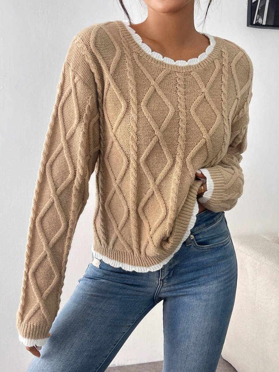 SHEIN Essnce Suéter corto y recortado con diseño de nudo y ribete de ...