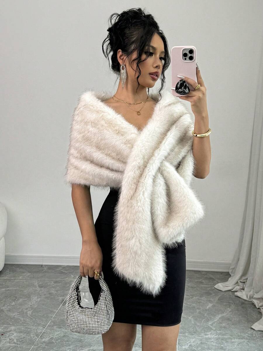 Elenzga Women's Elegant Ombre Fluffy Shawl Scarf For Winter | SHEIN USA