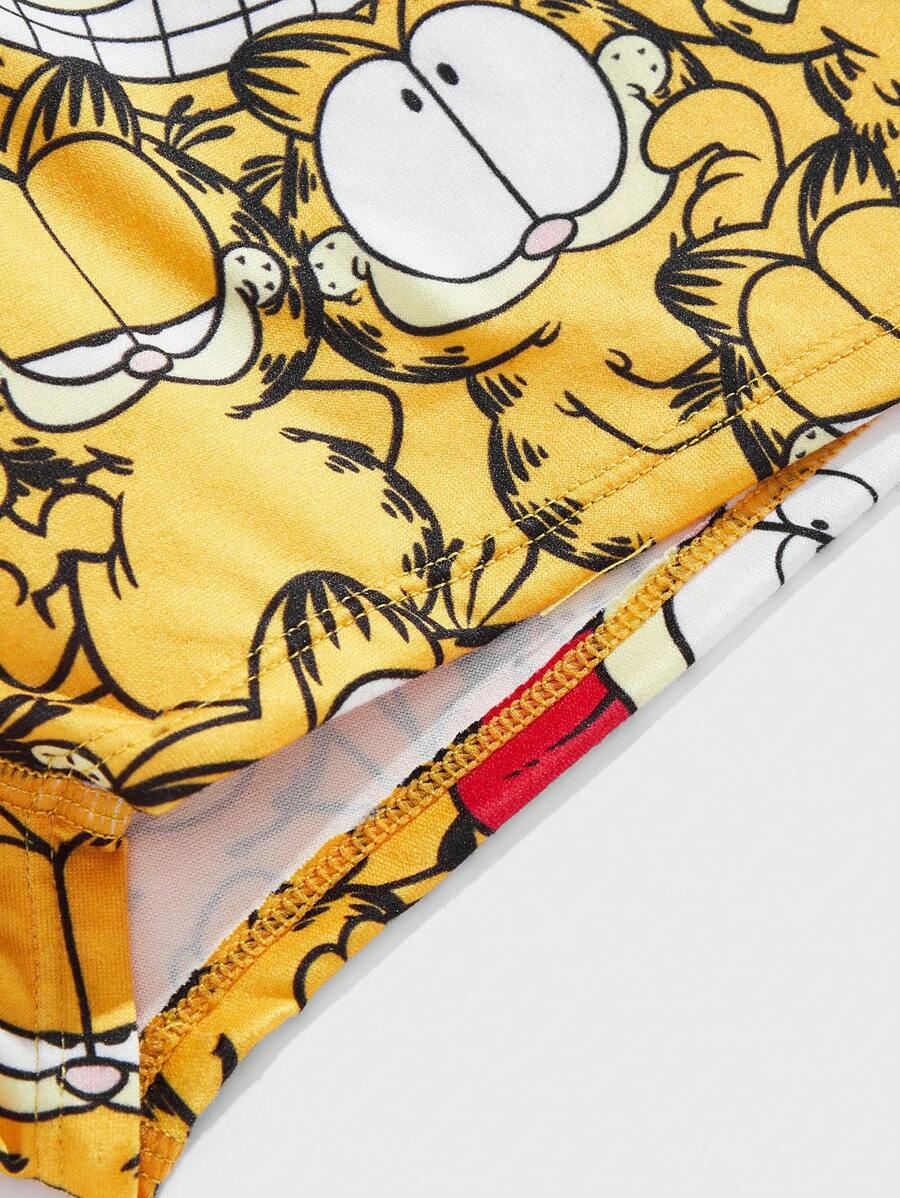 GARFIELD X SHEIN 1pc Men's Comfy Cute Cartoon Print Yellow Boxer Briefs ...