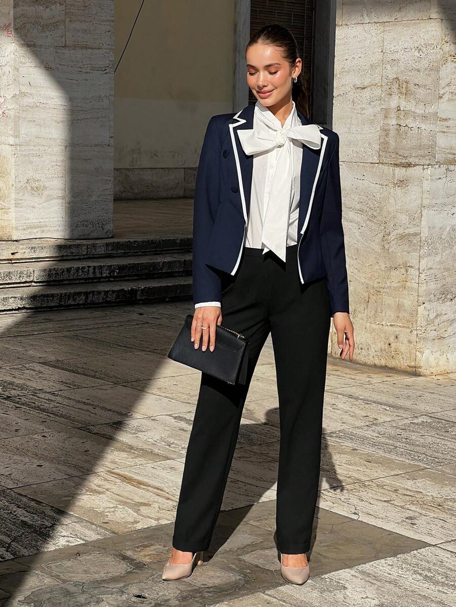 SHEIN BIZwear Classic Navy Blue Business Blazer, Women's Christmas ...