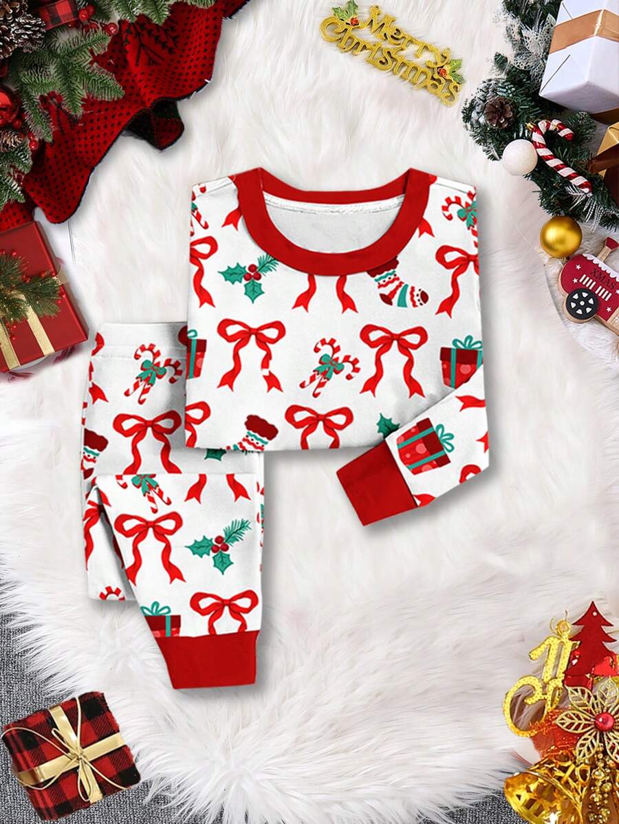 SHEIN Baby Girl Snug Fit Mom & Me Christmas Element Pattern Comfortable ...