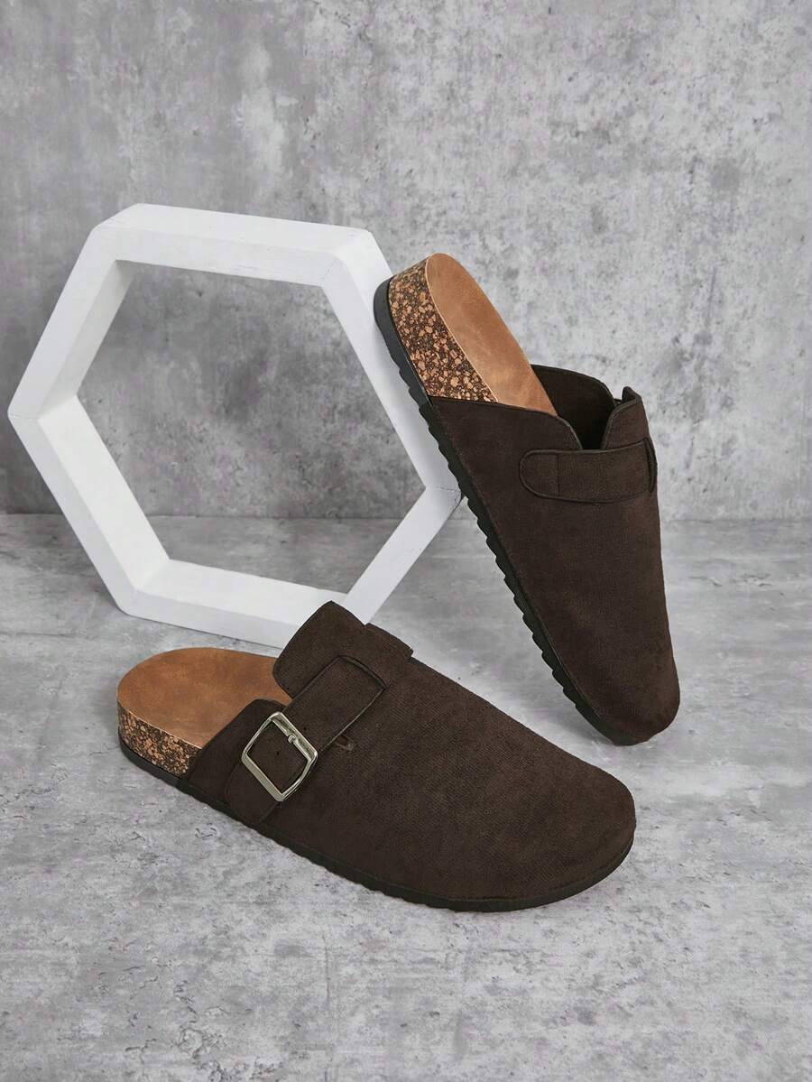 SHEIN SHUZIA Men's Comfortable Round Toe Coffee Slippers Spring Shoes ...