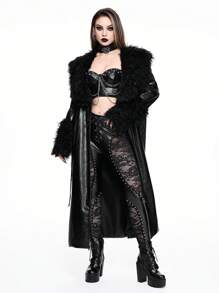 ROMWE Goth Gothic Power Sensation PU Faux Leather & Lace Patchwork ...