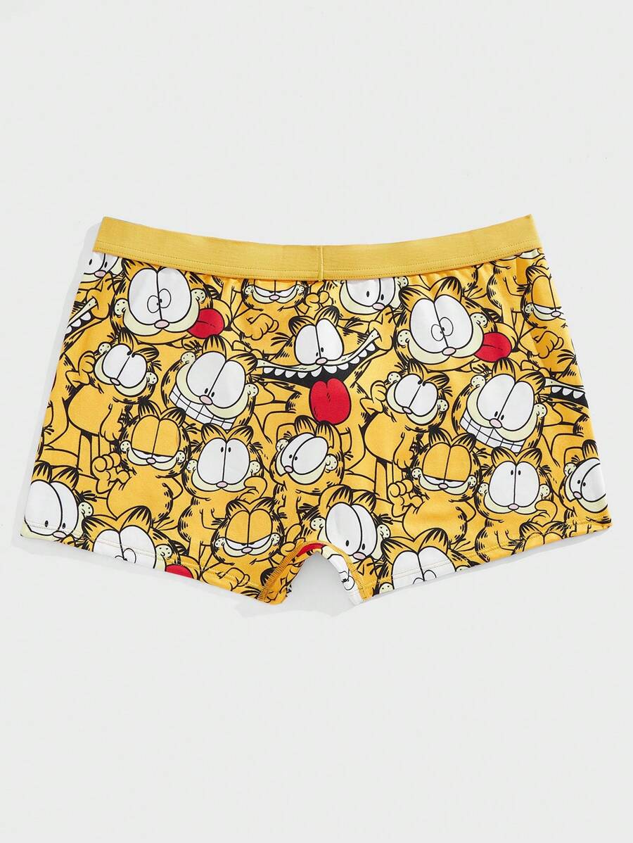 GARFIELD X SHEIN 1pc Men's Comfy Cute Cartoon Print Yellow Boxer Briefs ...