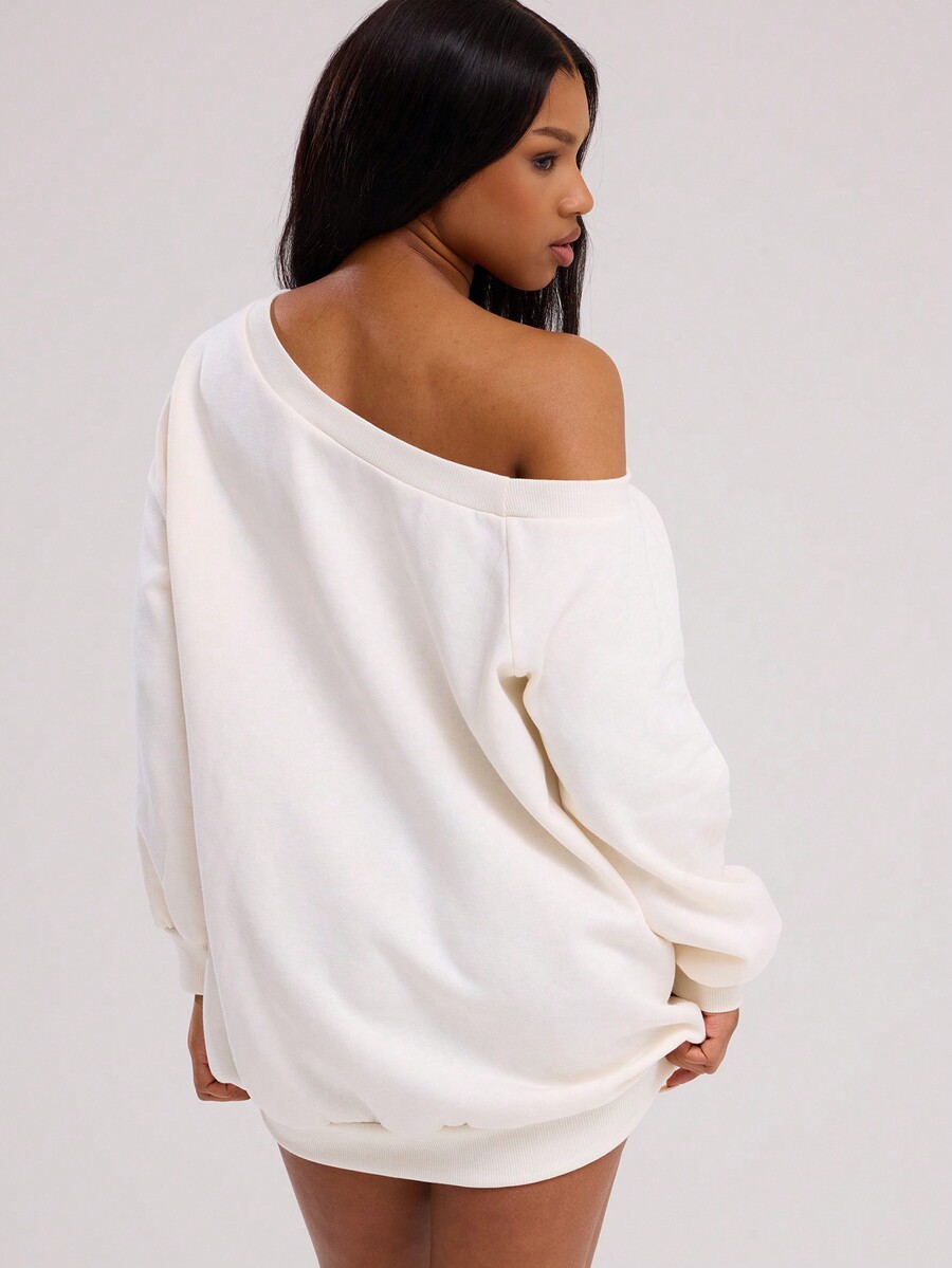 MUSERA Asymmetrical Neck Sweatshirt Dress | SHEIN USA