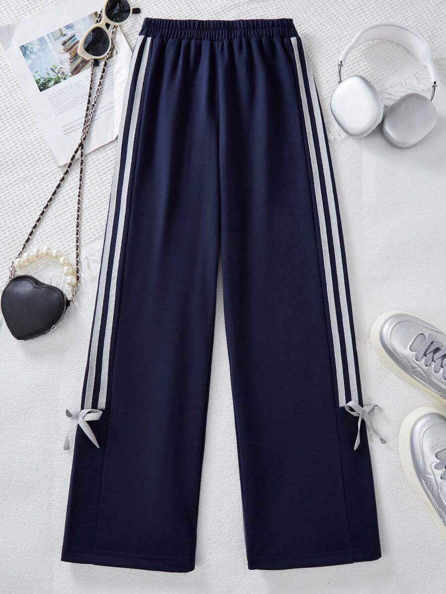 Tween Girl Casual Straight-Leg Sweatpants With Side Seam Ribbon & Bow ...