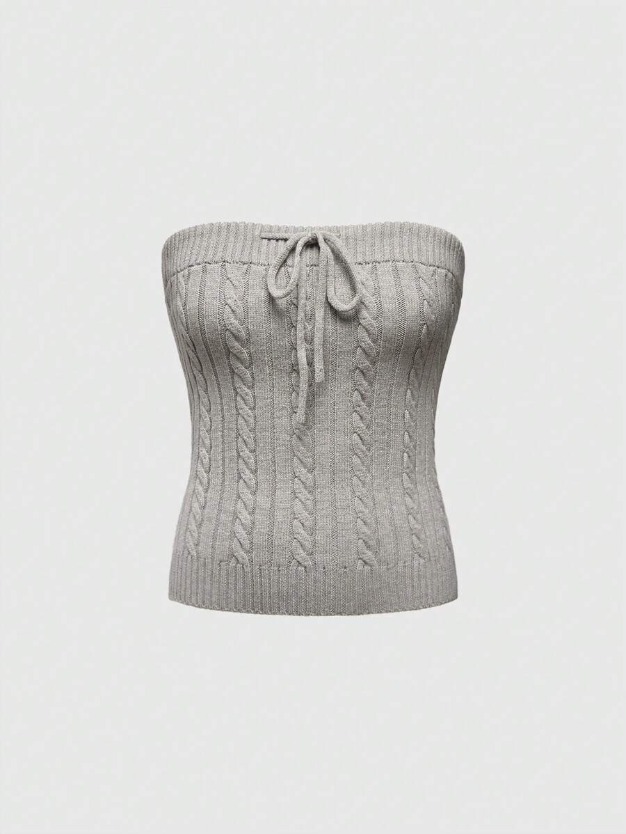 ROMWE Women Solid Color Twist-Knot Tube Top Sleeveless Knit Shirt ...