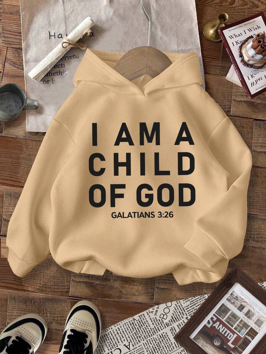 SHEIN Tween Boy Casual Cartoon Graphic Cool Hiphop "I AM A CHILD OF GOD ...