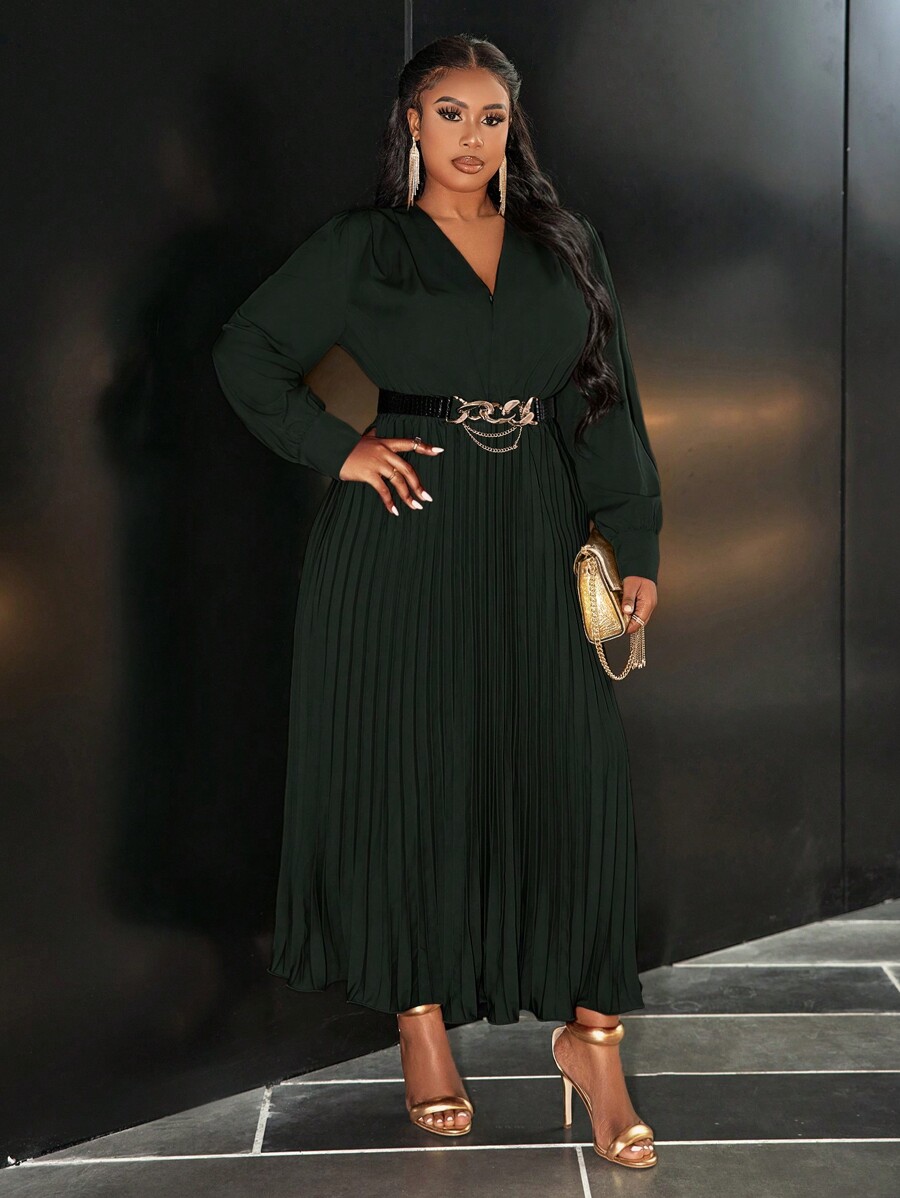 Slaydiva Elegant & Party & Gathering & Daily Wear Plus Size Green ...