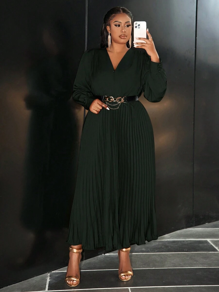 Slaydiva Elegant & Party & Gathering & Daily Wear Plus Size Green ...