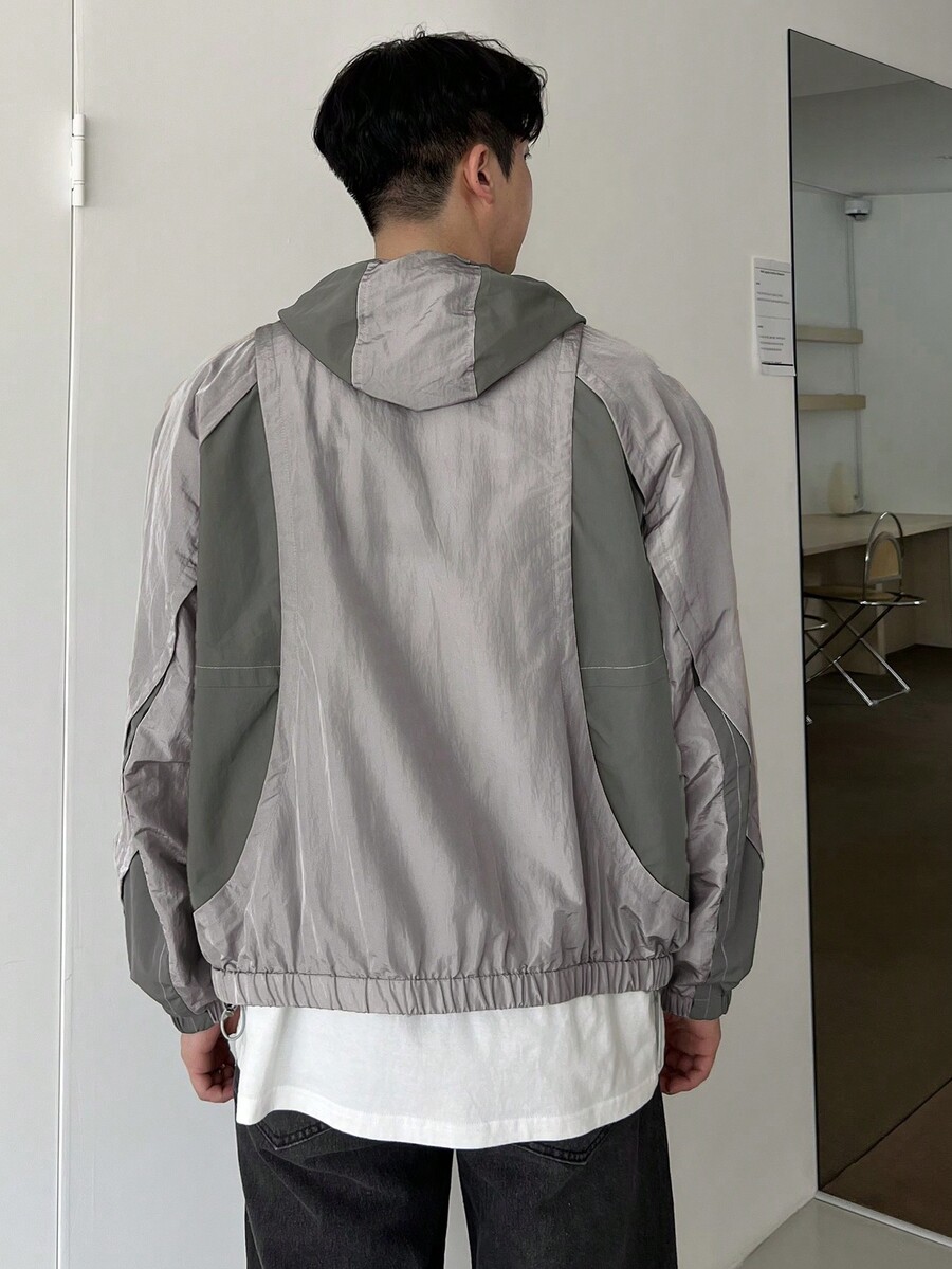 DAZY Autumn Men's Jacket With Color Blocking Grey Design | SHEIN USA