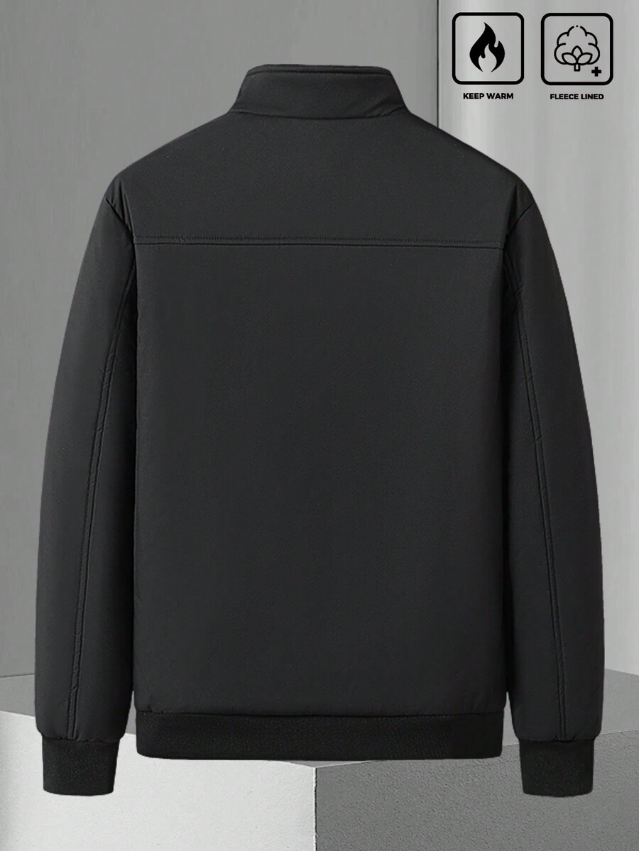 Manfinity Homme Men's Solid Stand Collar Zip-Up Thermal Lined Jacket | SHEIN EUR