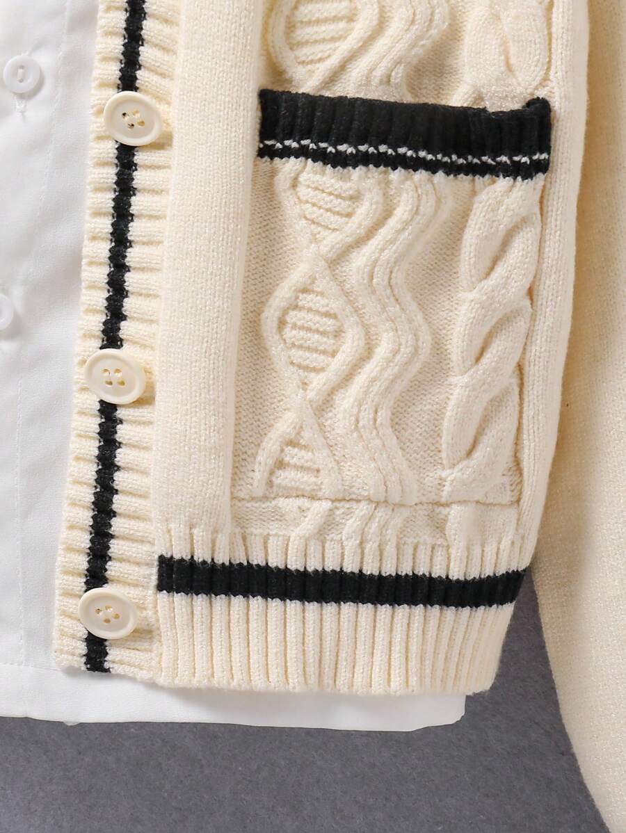 SHEIN Tween Girl Autumn/Winter Preppy Style JK Set - Sweater Cardigan ...