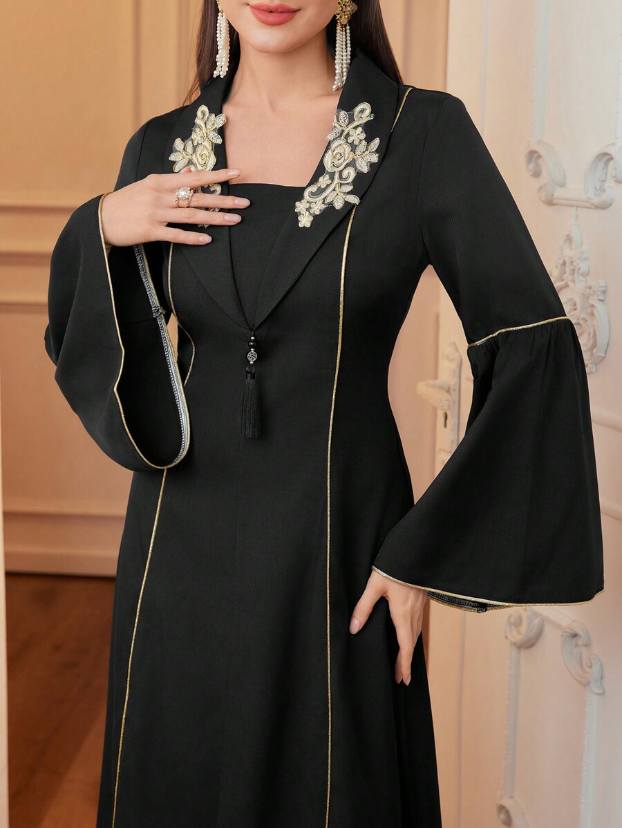 Al Najma Vestido longo árabe preto outono/inverno 2024, roupas ...