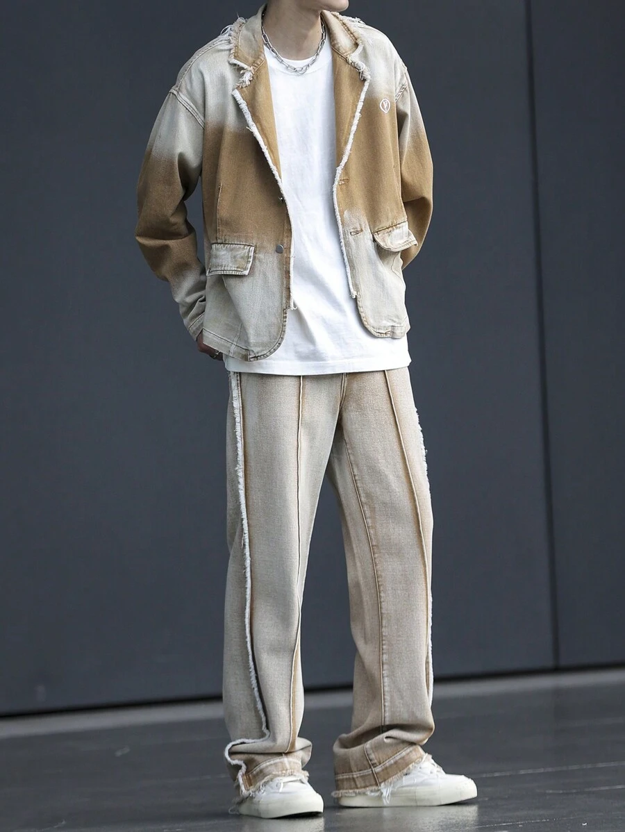 Manfinity EMRG Men's Simple Straight Leg Jeans Suit, Casual Everyday ...