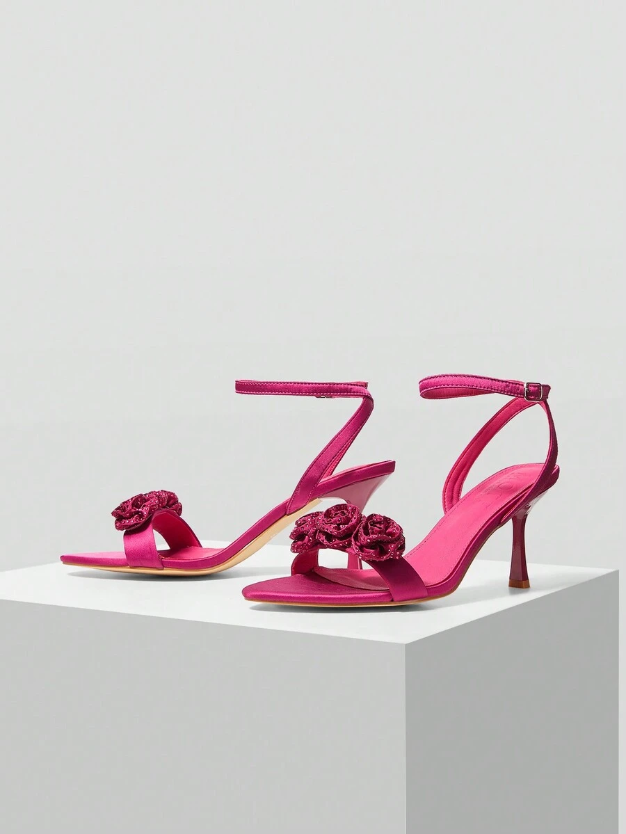 MOTF PREMIUM ELEGANT FLORAL POINTED TOE WOMEN HIGH HEEL SANDALS, FOR ...