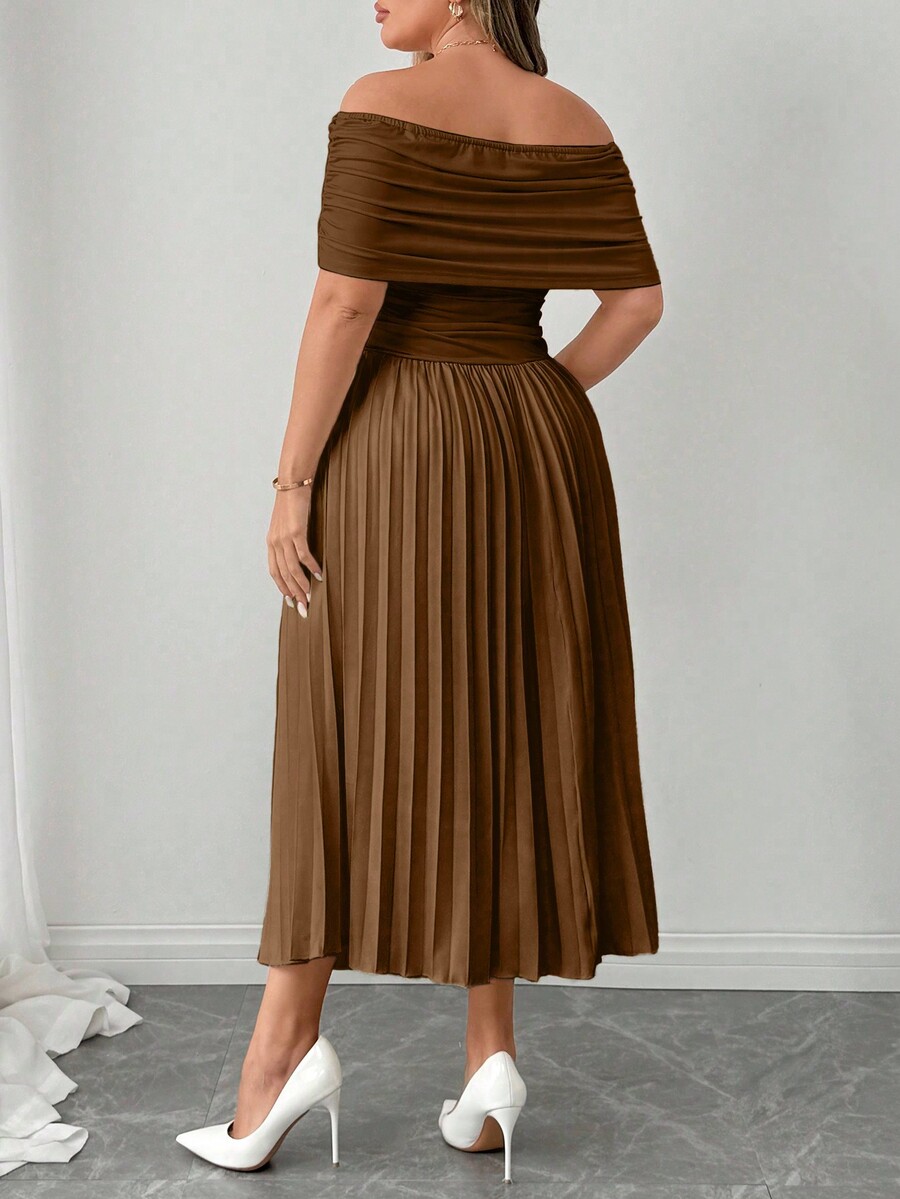 SHEIN Privé Vestido Longo Elegante Plus Size Feminino com Ombros à ...