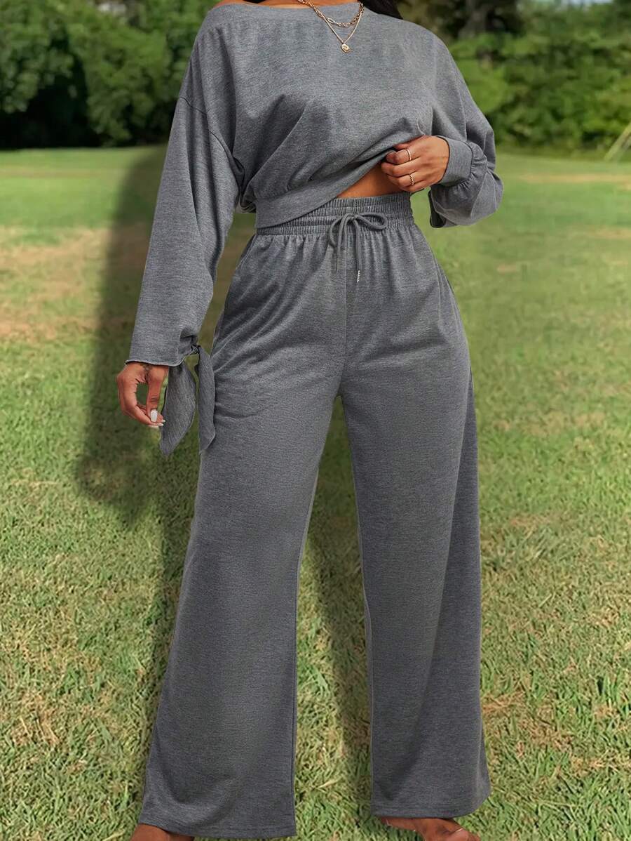 SHEIN Women's Solid Color Casual Two-Piece Set | SHEIN USA