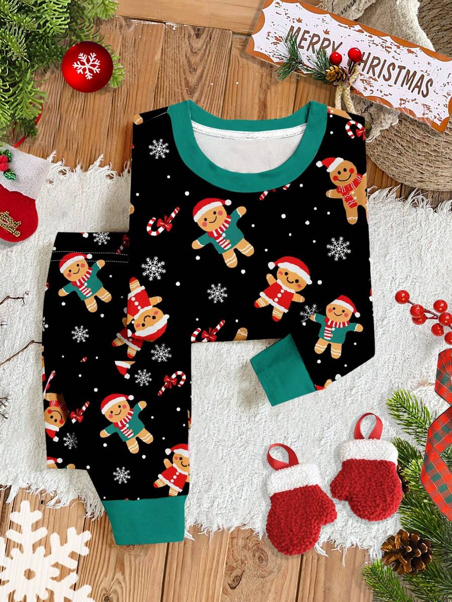SHEIN Christmas Themed Gingerbread Design Snug-Fit Round Neck ...