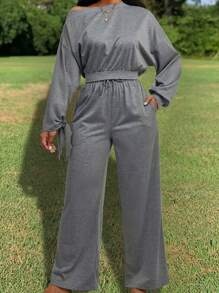 SHEIN Women's Solid Color Casual Two-Piece Set | SHEIN USA