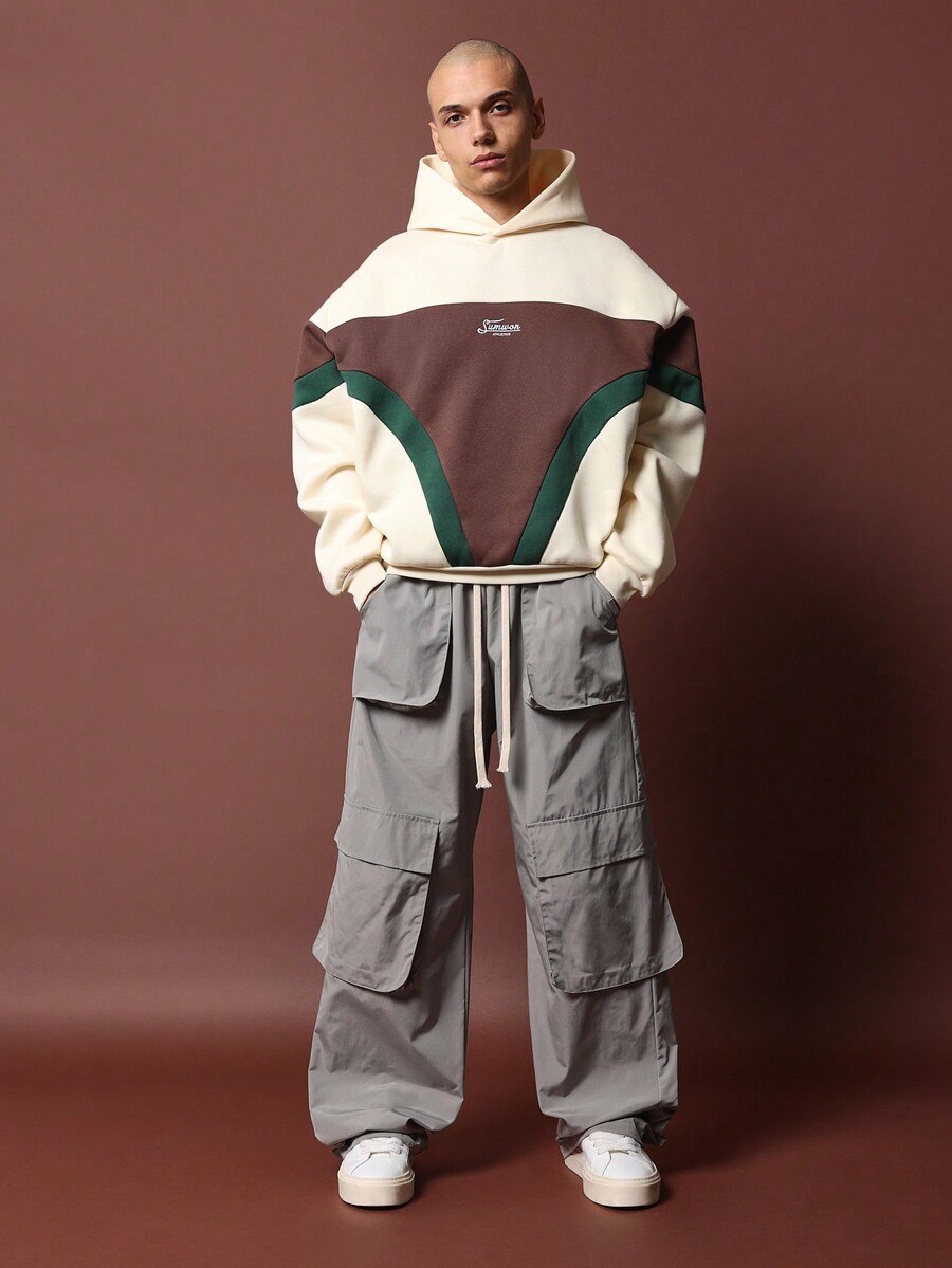 SUMWON Wide Leg Cargo Nylon Pant With Drawcord | SHEIN UK